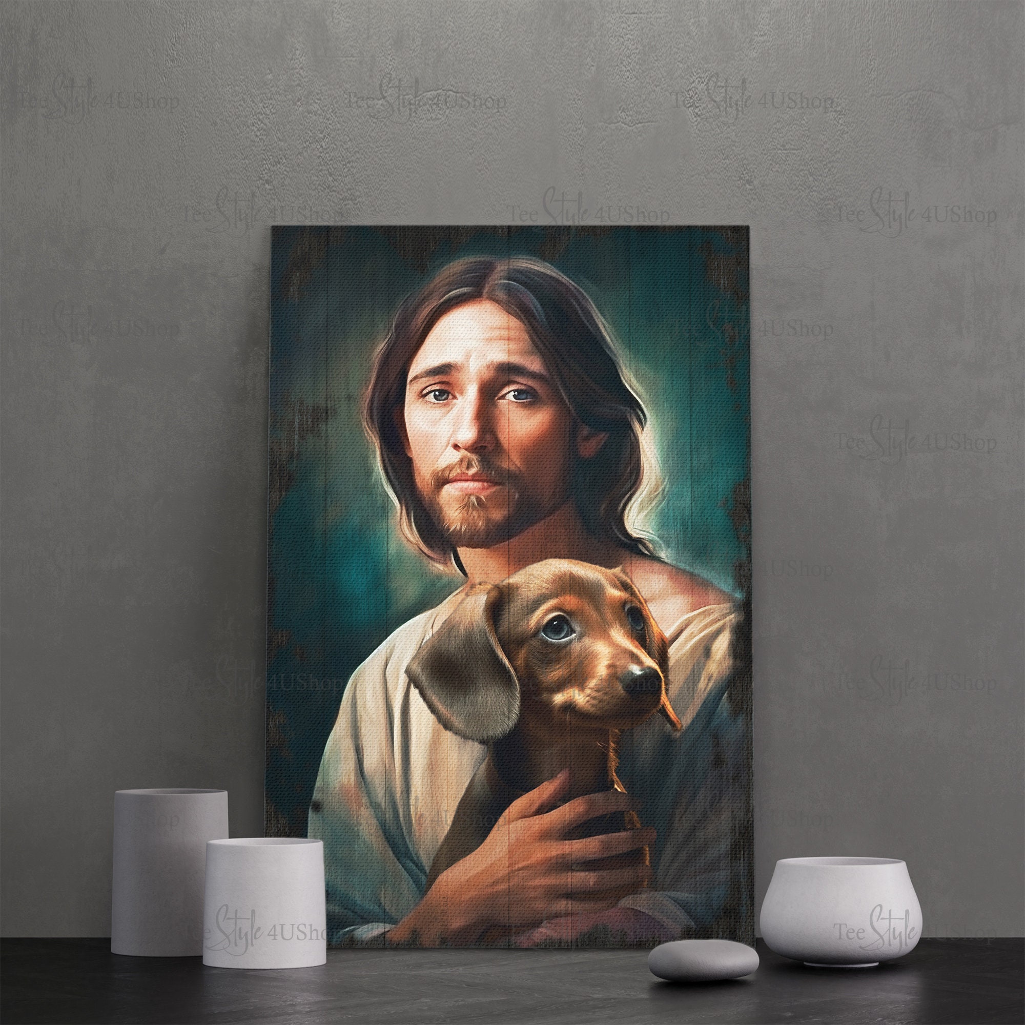 Personalized Your Dachshund Wall Art Jesus With Dachshund Dog Jesus and ...