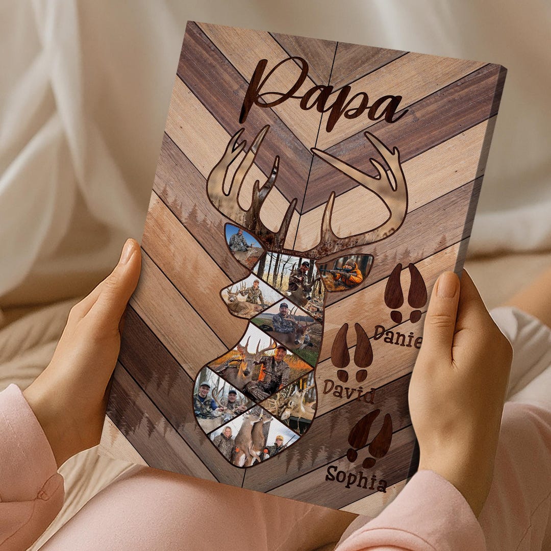 Personalized Papa Deer Photo Collage Canvas: Custom Hunting Gift - Etsy