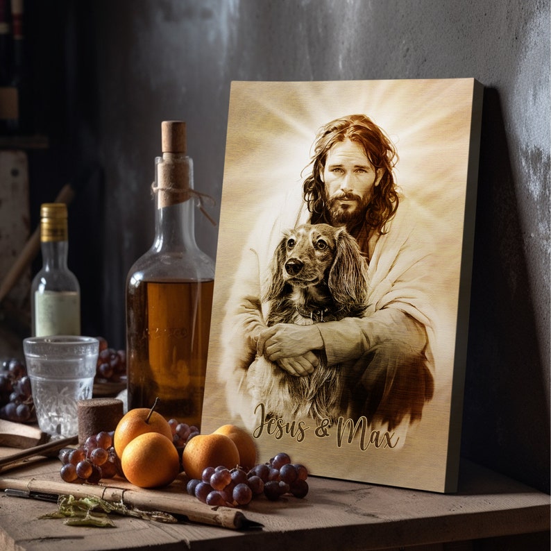 Digital Files Jesus and Dogs Personalized Canvas Your Dog - Etsy