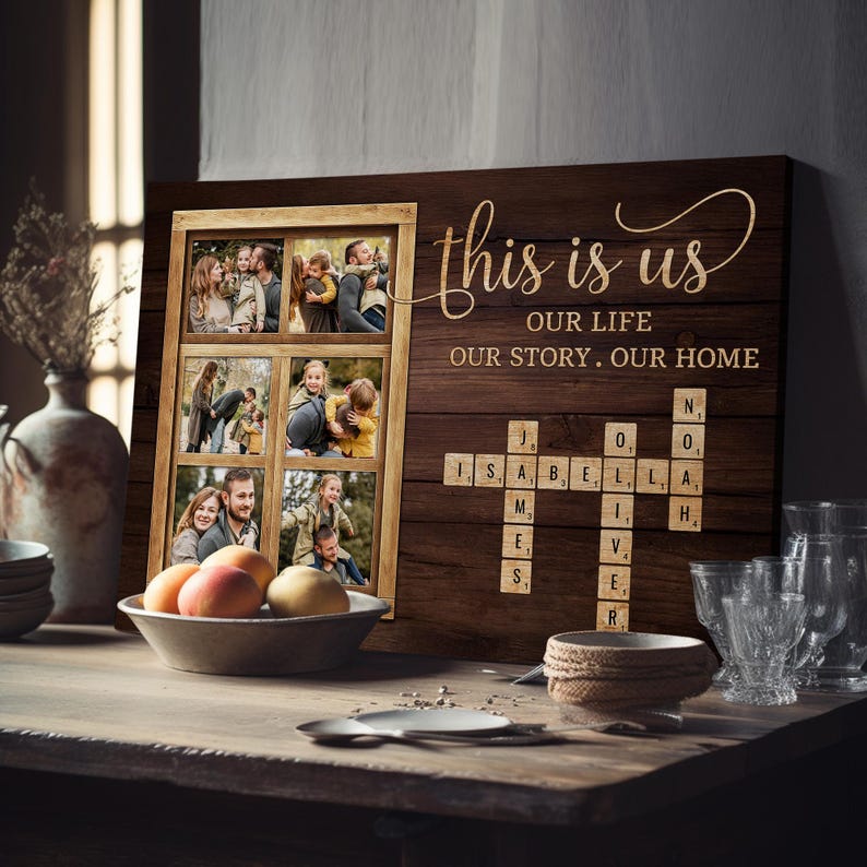 Personalized Family Name Scrabble Canvas: Custom Photo Wall Art - Etsy