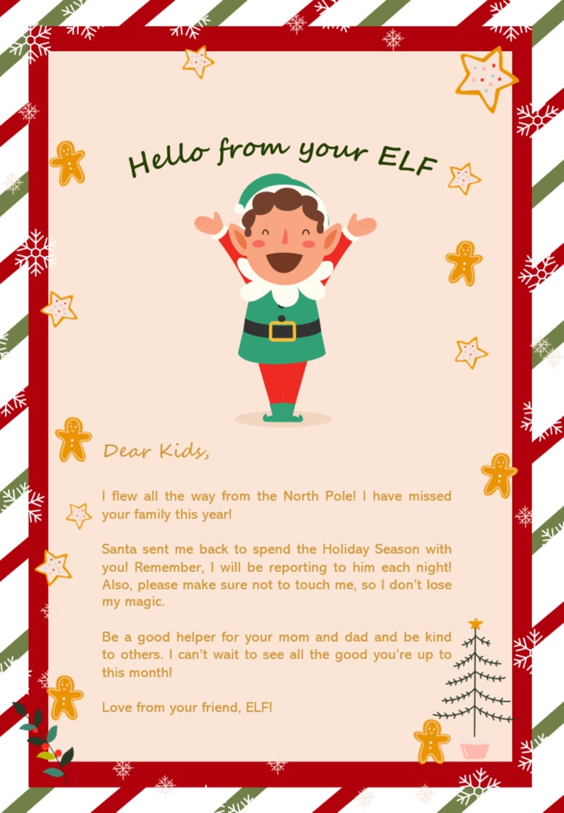 Elf Arrival Letter I'm Back Letter From Elf Hello From Elf Christmas ...