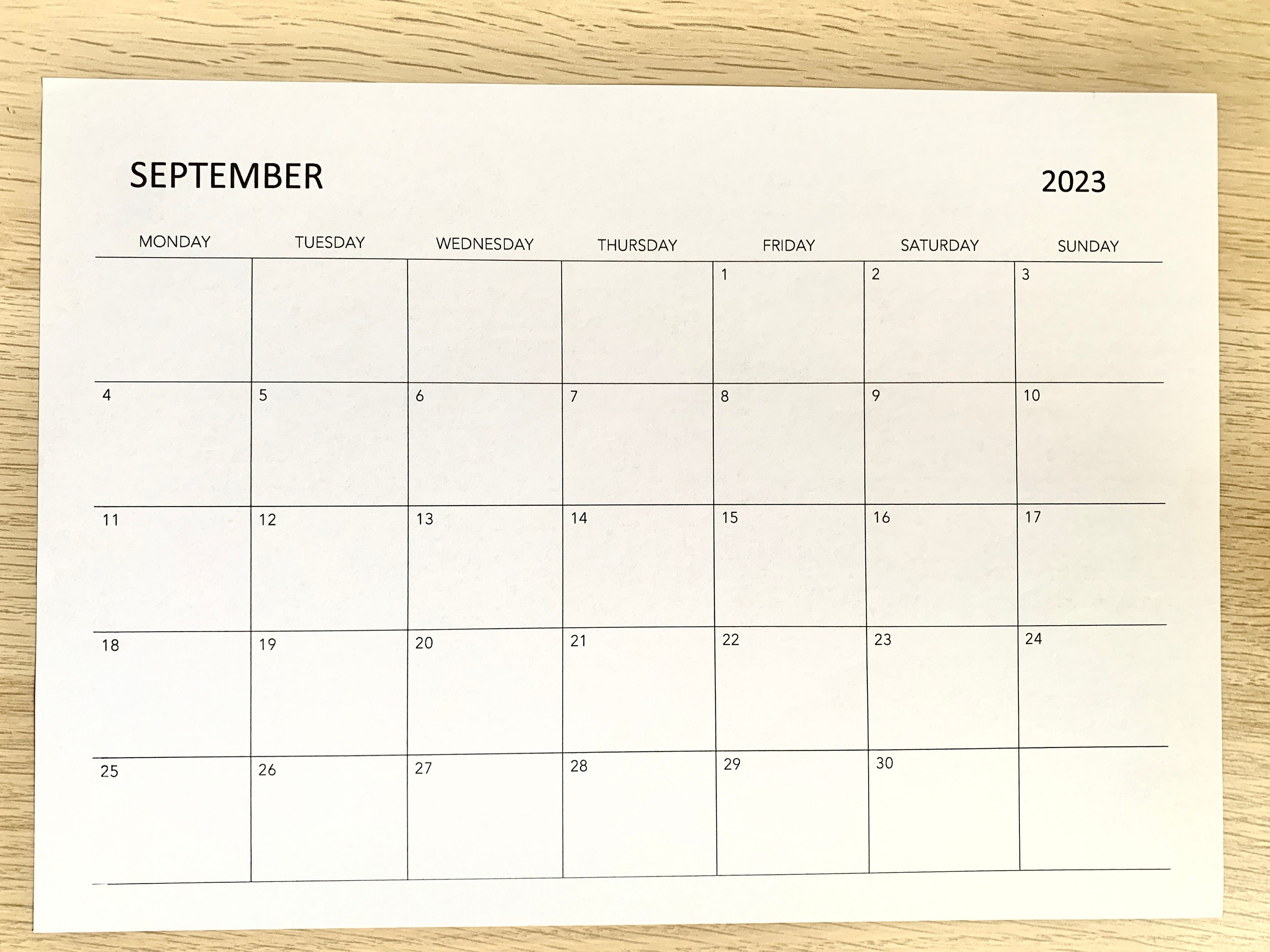 2023 Printable Calendar Landscape, Minimalist Monthly Calendar 2023, A4 ...