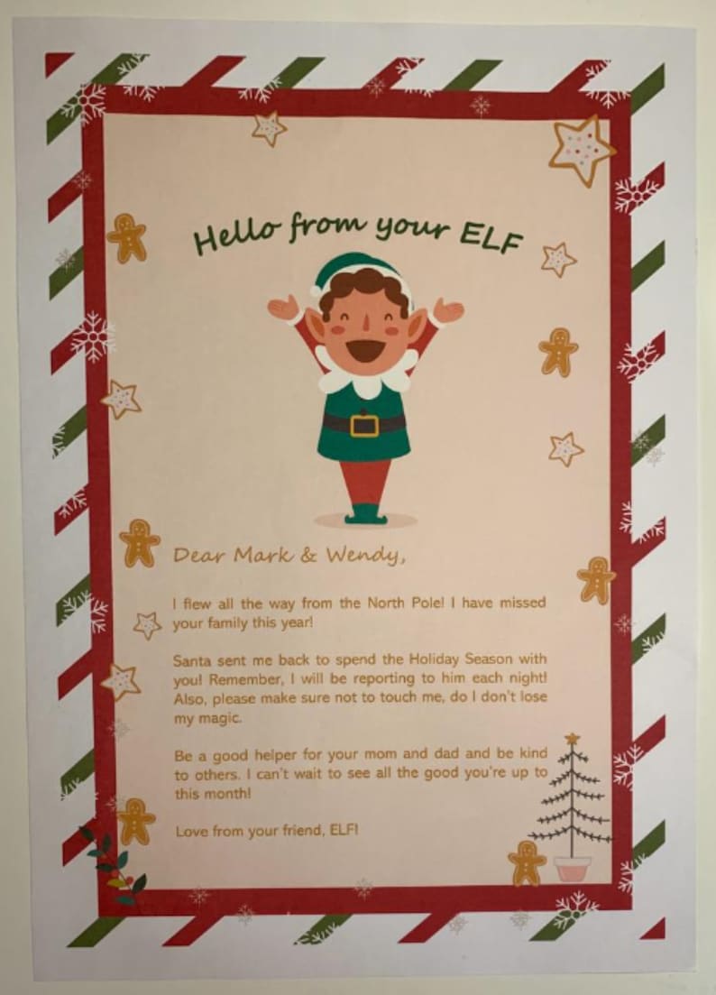 Elf Arrival Letter I'm Back Letter From Elf Hello From Elf Christmas ...