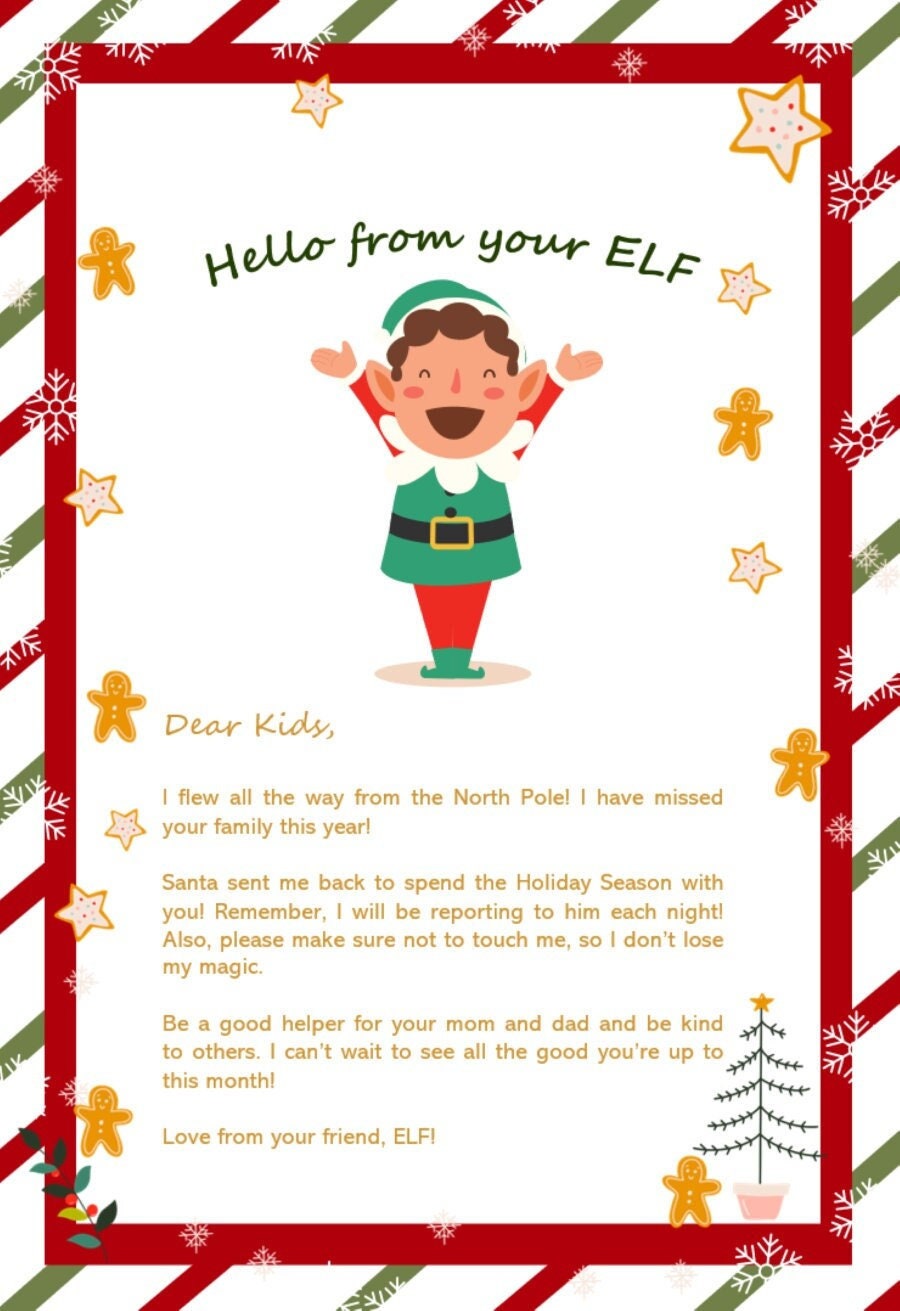 Elf Arrival Letter I'm Back Letter From Elf Hello From Elf Christmas ...