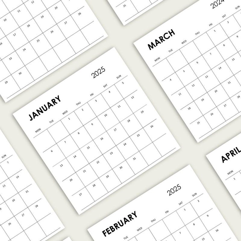 2025 Small Printable Calendar - Etsy