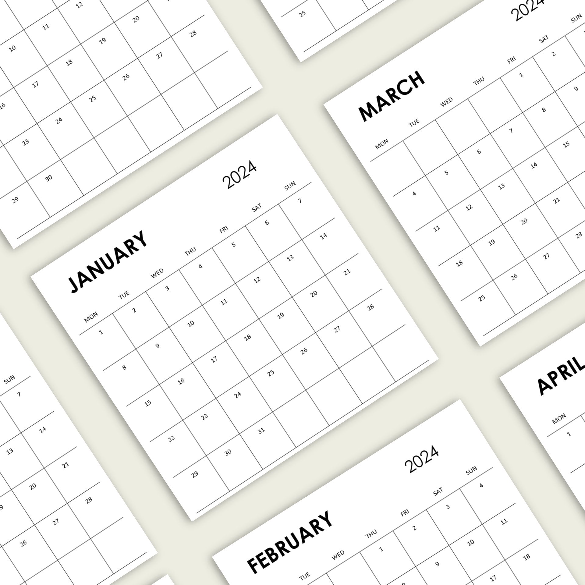 Printable Mini Calendar 2024 Mini Calendar 2024 3 X 3 - Etsy