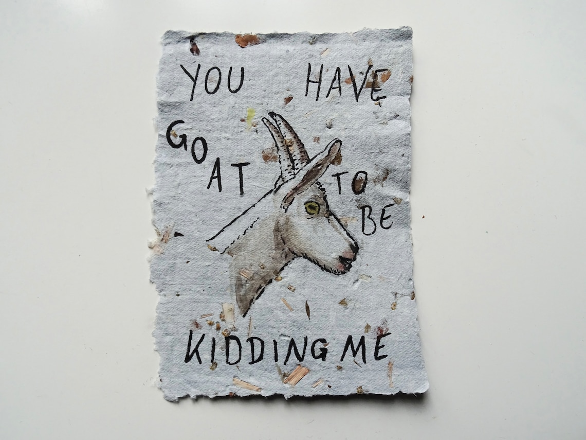 Goat Cards With Puns Hand Drawn on Handmade Paper - Etsy