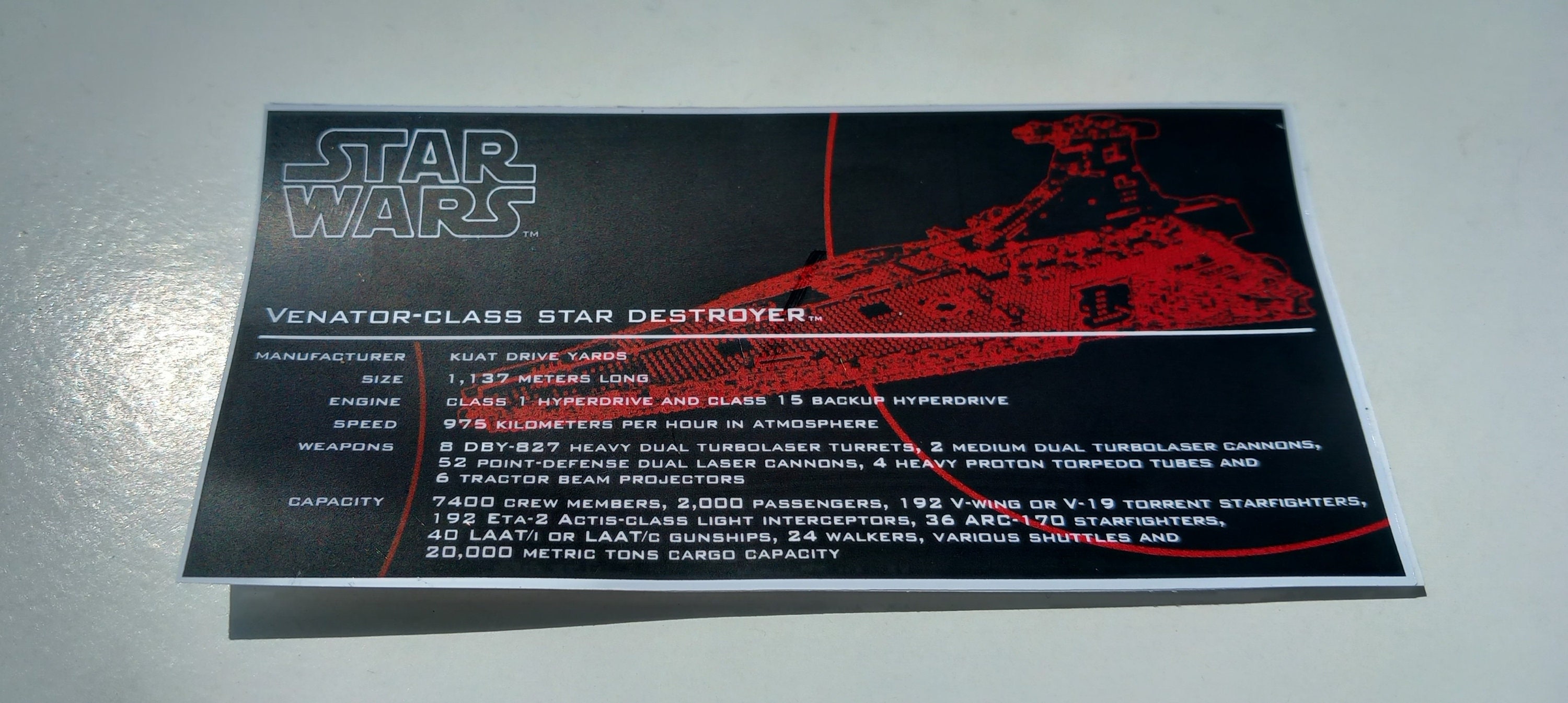 Lego Venator-class Star Destroyer UCS Custom Sticker/label/decal on ...