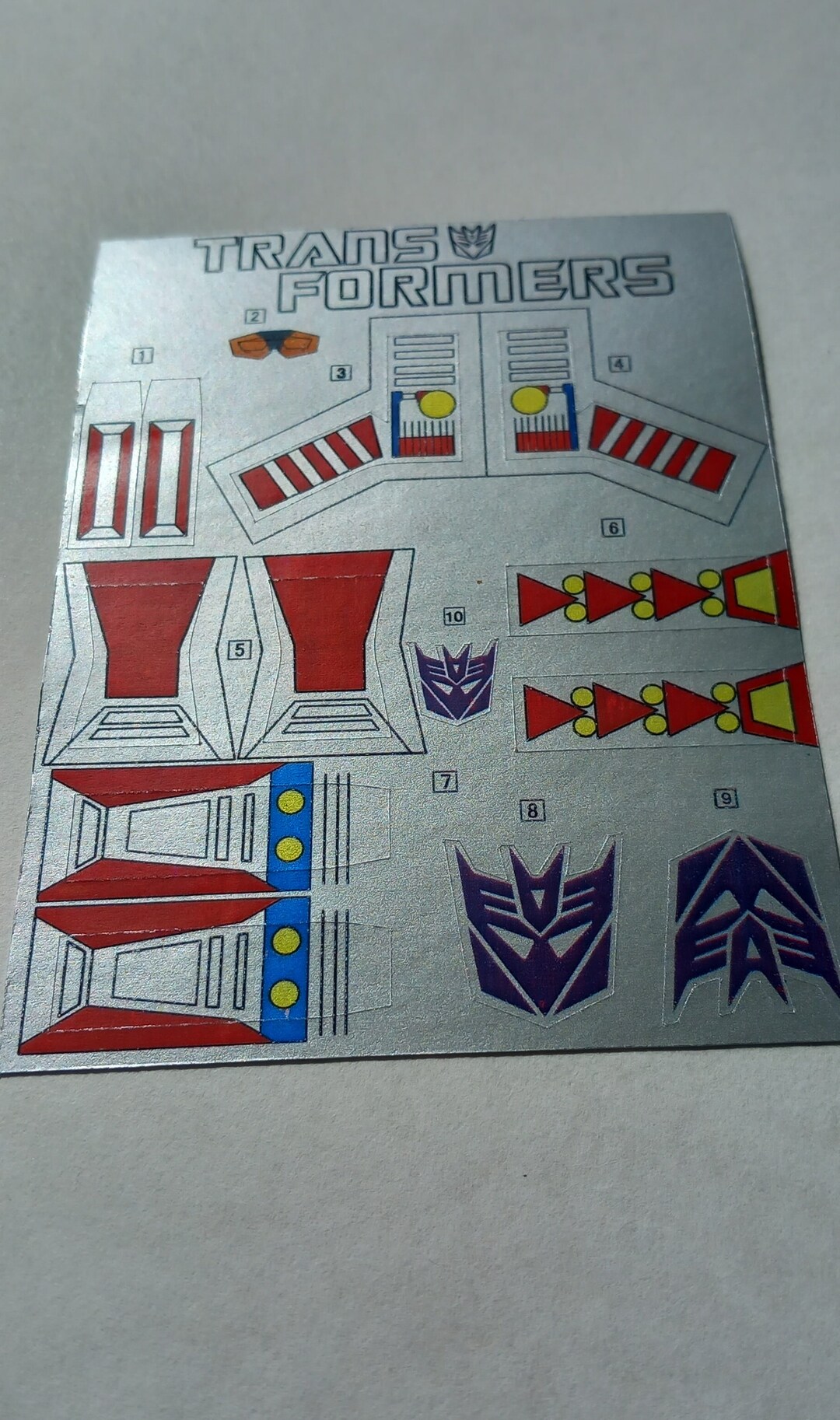 Transformers Decepticon Thrust G1 Replacement Stickers/labels/decals ...