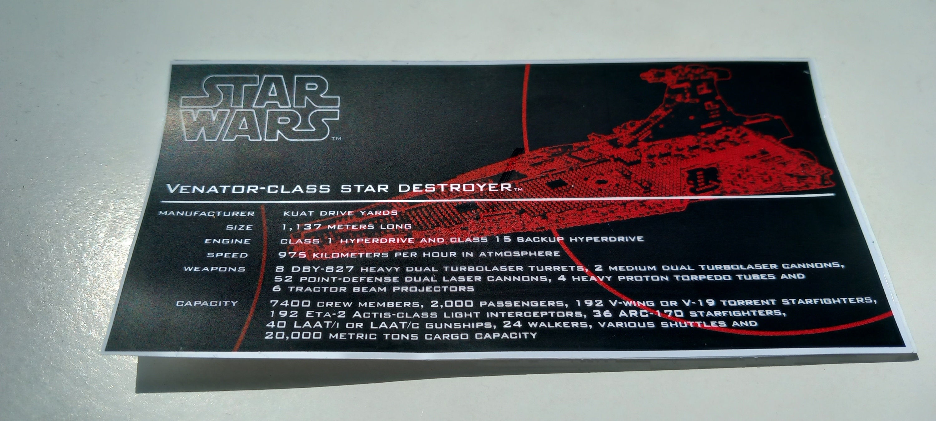 Lego Venator-class Star Destroyer UCS Custom Sticker/label/decal on ...