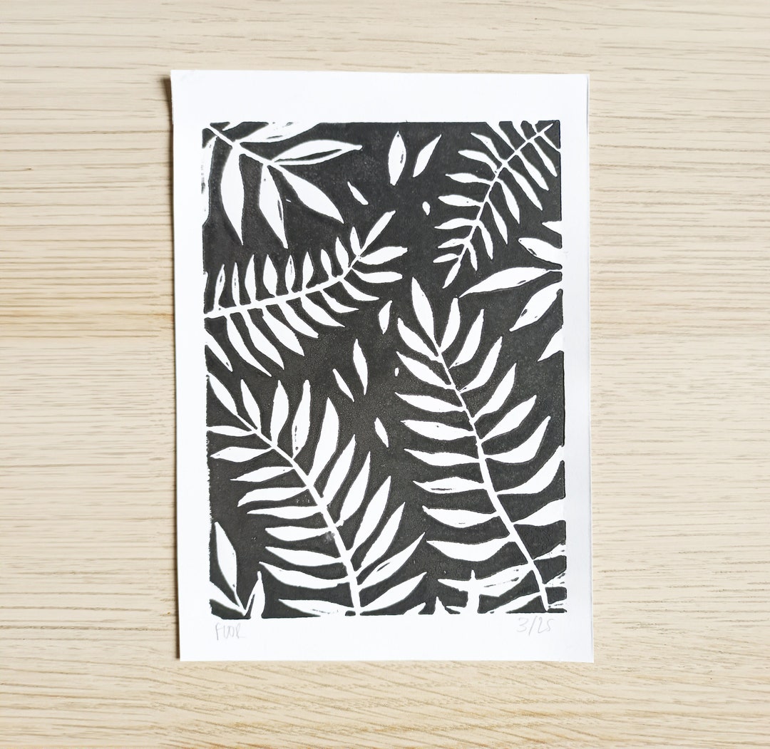 Palm Tree Linocut A6 - Etsy