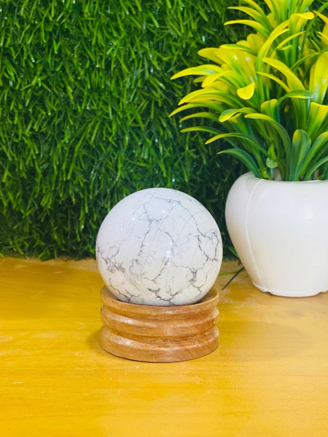 Howlite Sphere With Lots of Love, High Quality Carving Polished Sphere ...