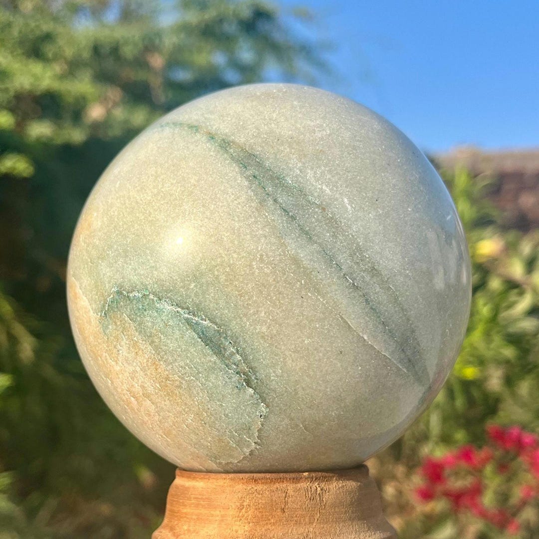 Natural Green Aventurine 4 Inch Sphere Gemstone W/ Handcrafted ...