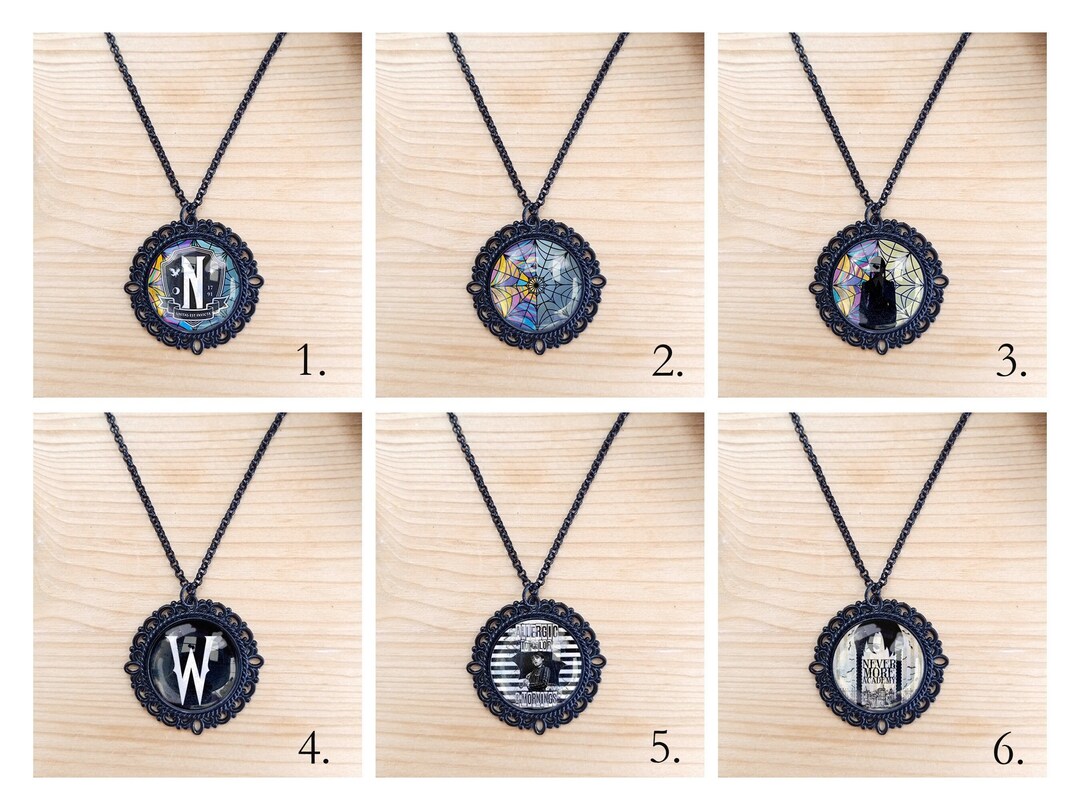 Black Wednesday Necklace Gift for Wednesday Black Pendant Gothic ...