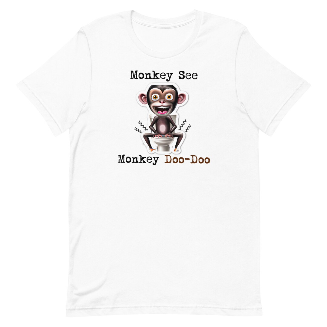 Monkey See Monkey Doo-doo on Toilet With Fumes, Cute Monkey, Funny ...