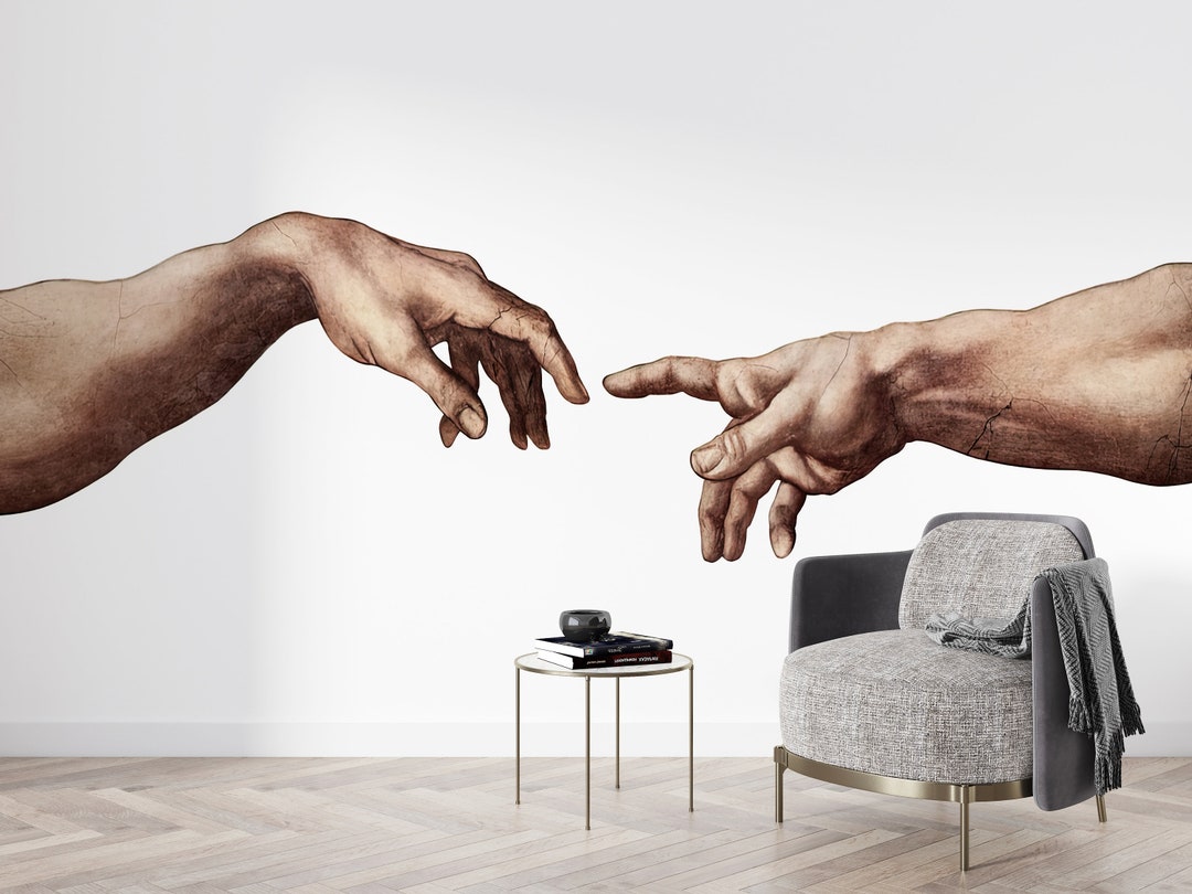 Michelangelo Wallpaper Creation of Adam Wall Paper Modern - Etsy UK
