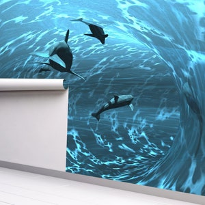 Paper Wall Art, Aquarium Wall Print, Animal Mural, Modern Wall Paper, Sea Landscape Wall Print ...
