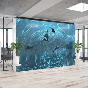 Paper Wall Art, Aquarium Wall Print, Animal Mural, Modern Wall Paper, Sea Landscape Wall Print ...