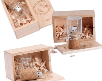 USB Stick Personalised With Real Wood, Engraving, Gift Idea, Christmas ...