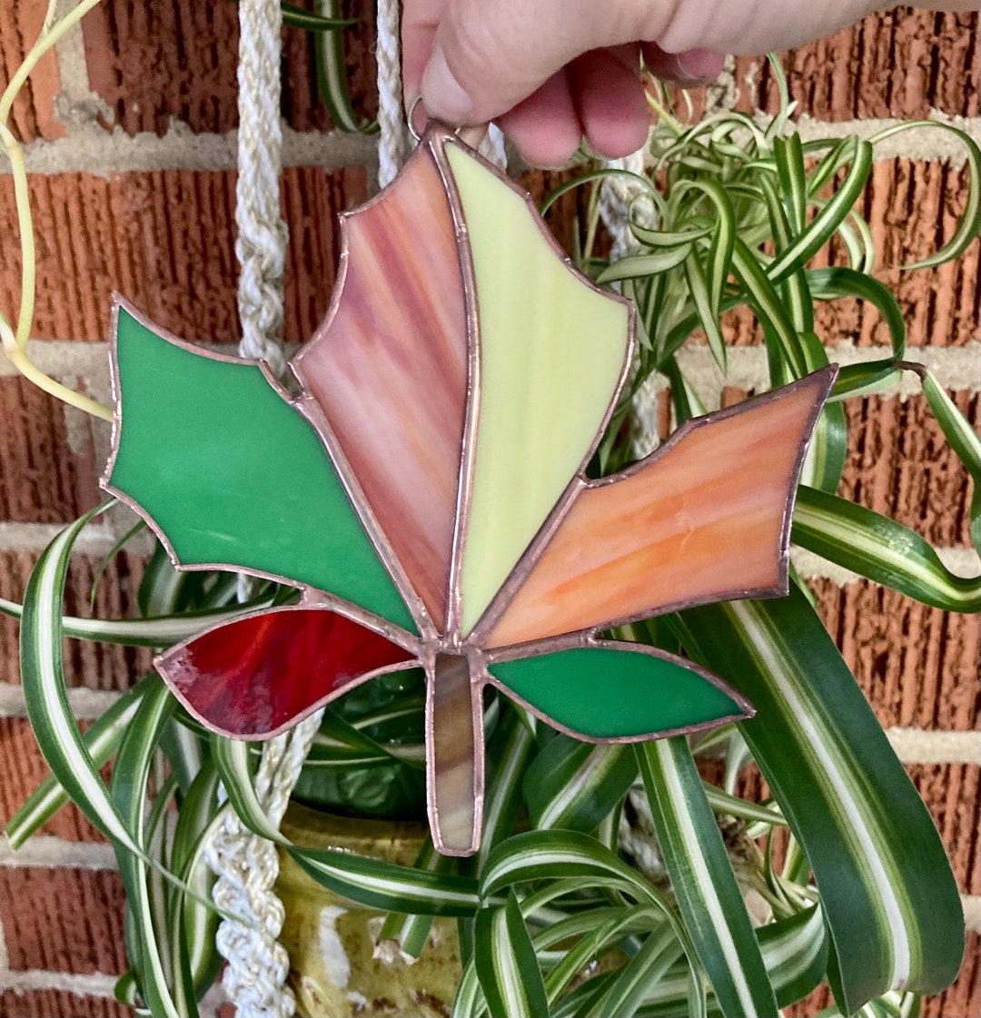 Stain Glass Window Hanging Leaf Suncatcher, Fall Leaf Stain Glass, Fall ...