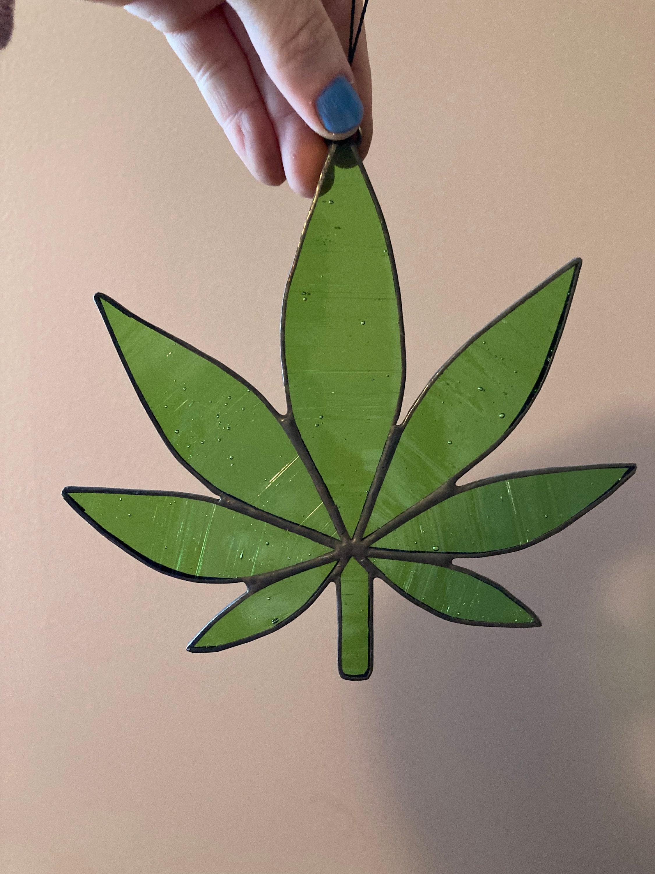 Stain Glass Window Hanging Pot Leaf Window Hanging, Marijuana Leaf ...