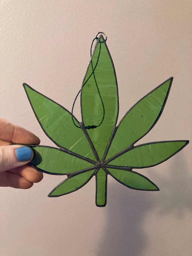 Stain Glass Window Hanging Pot Leaf Window Hanging, Marijuana Leaf ...