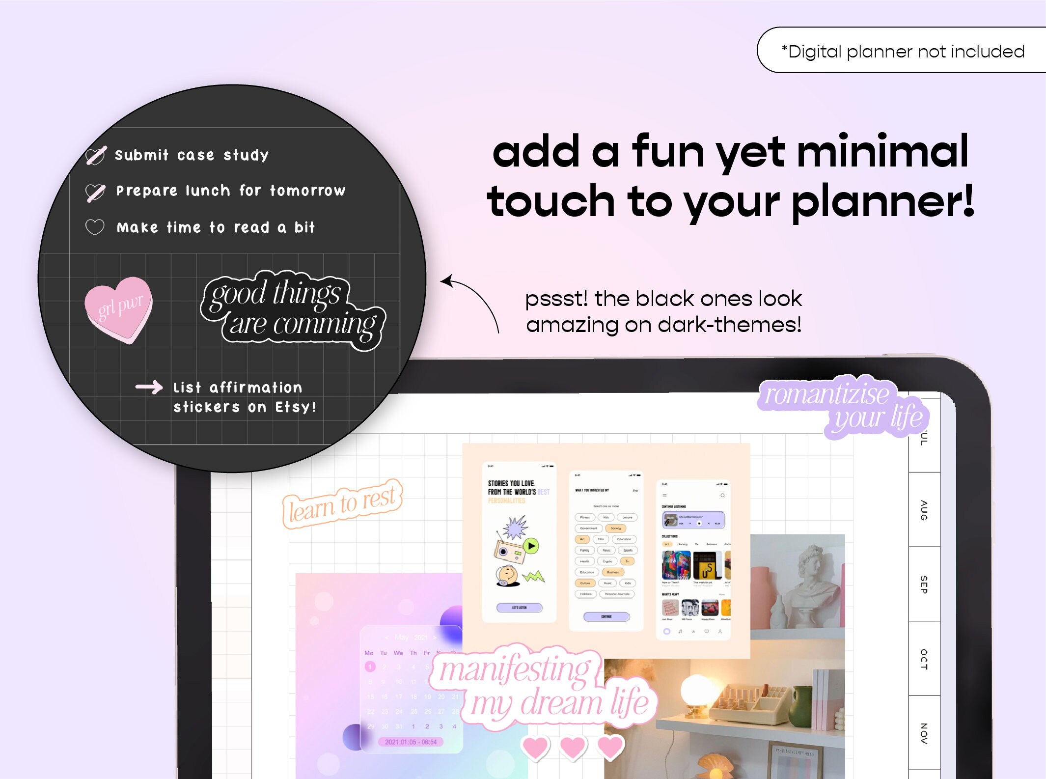 Self-care Offset Stickers, Offset Digital Stickers, Cute Pastel ...