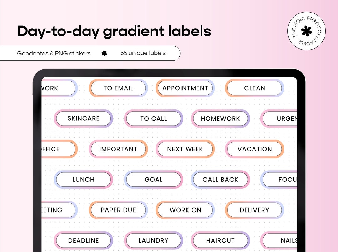 Everyday Basic Labels, Gradient Labels, Functional Labels, Pre-cropped ...