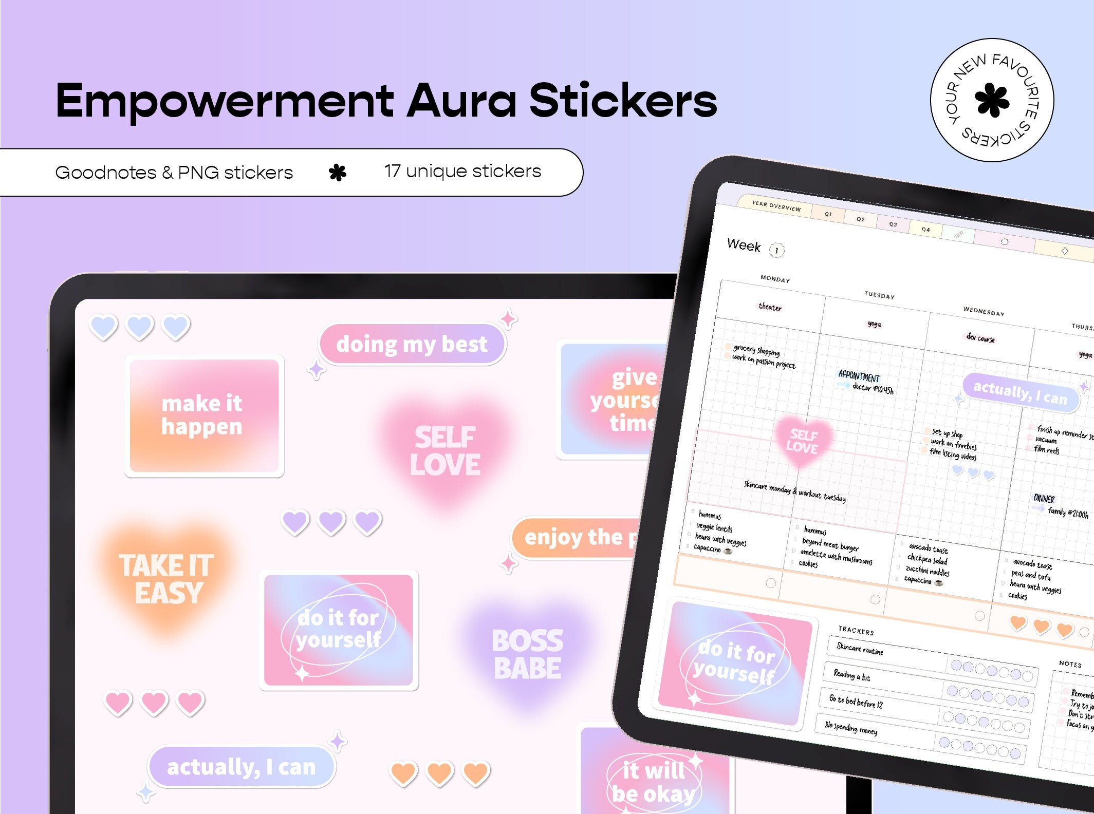 Digital Planner Stickers, Aura Stickers, Empowerment Stickers, Pre ...