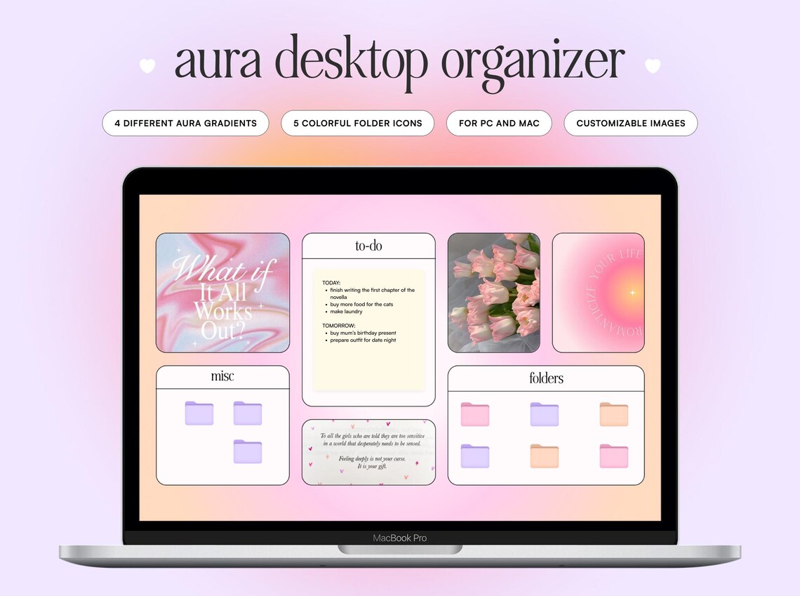 Digital Aura Desktop Organizer – Customizable Wallpapers (digital ...
