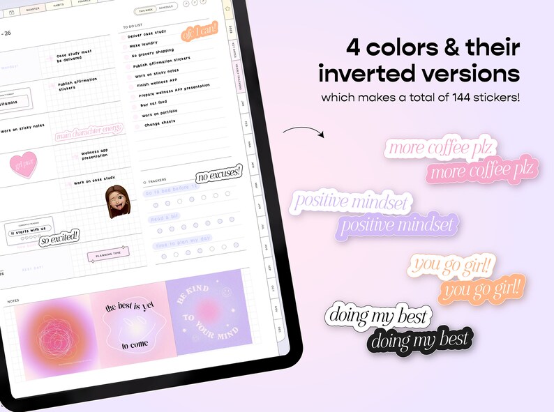 Self-care Offset Stickers, Offset Digital Stickers, Cute Pastel ...