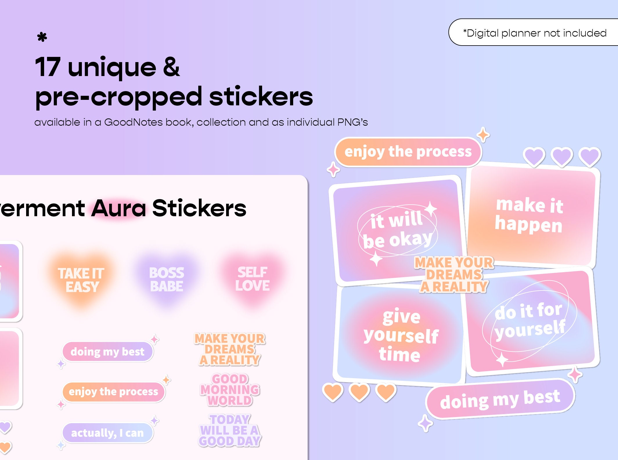 Digital Planner Stickers, Aura Stickers, Empowerment Stickers, Pre ...