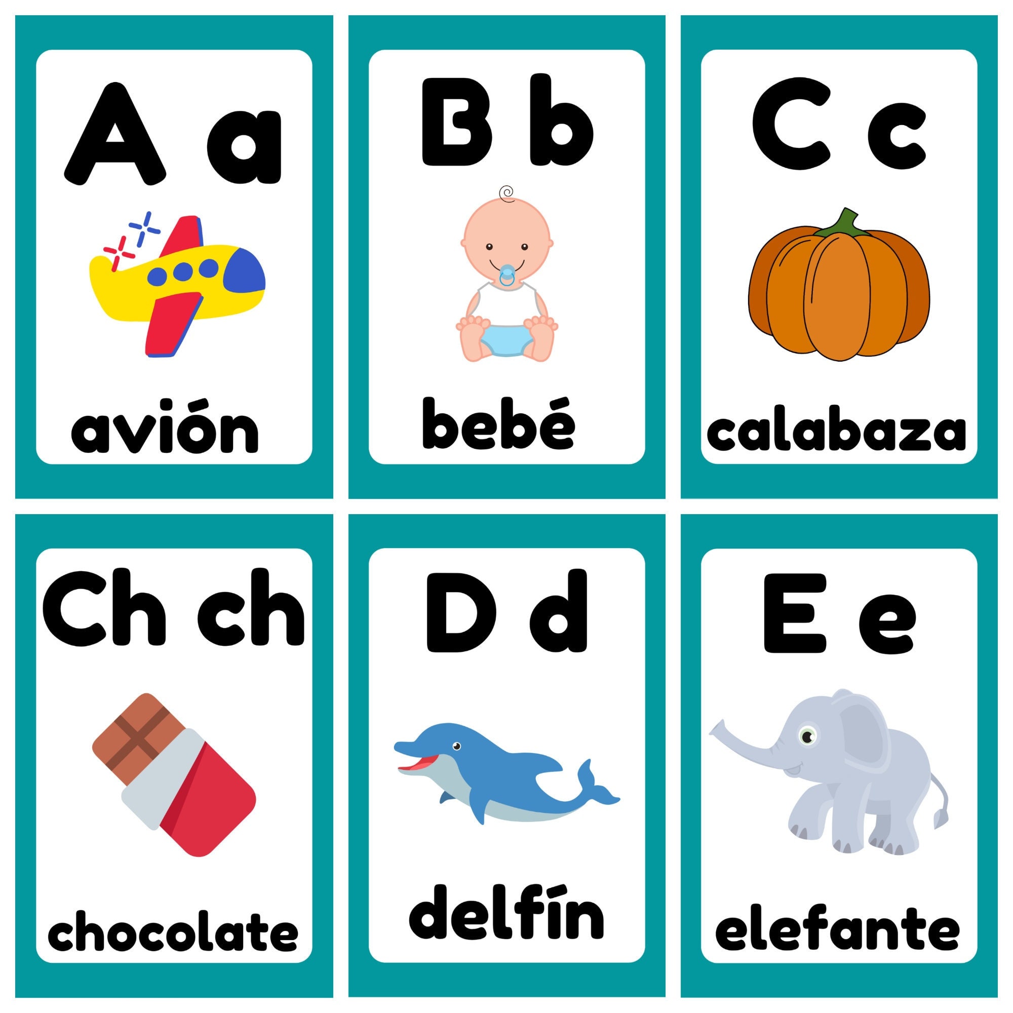 Spanish A to Z Educational Flashcards Set |alphabet Cards | Manuscript ...