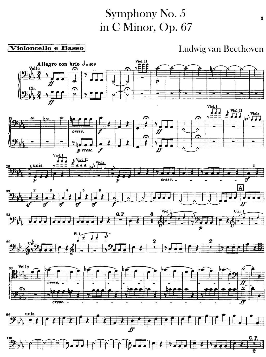 Beethoven Symphony No. 5 in C Minor Op. 67 - Rare Vintage Sheet Music ...