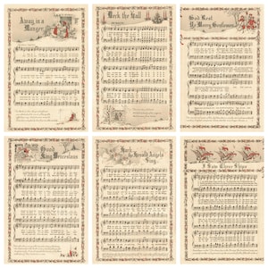 14 Digital Vintage Christmas Sheet Music | Digital Paper | Scrapbook ...