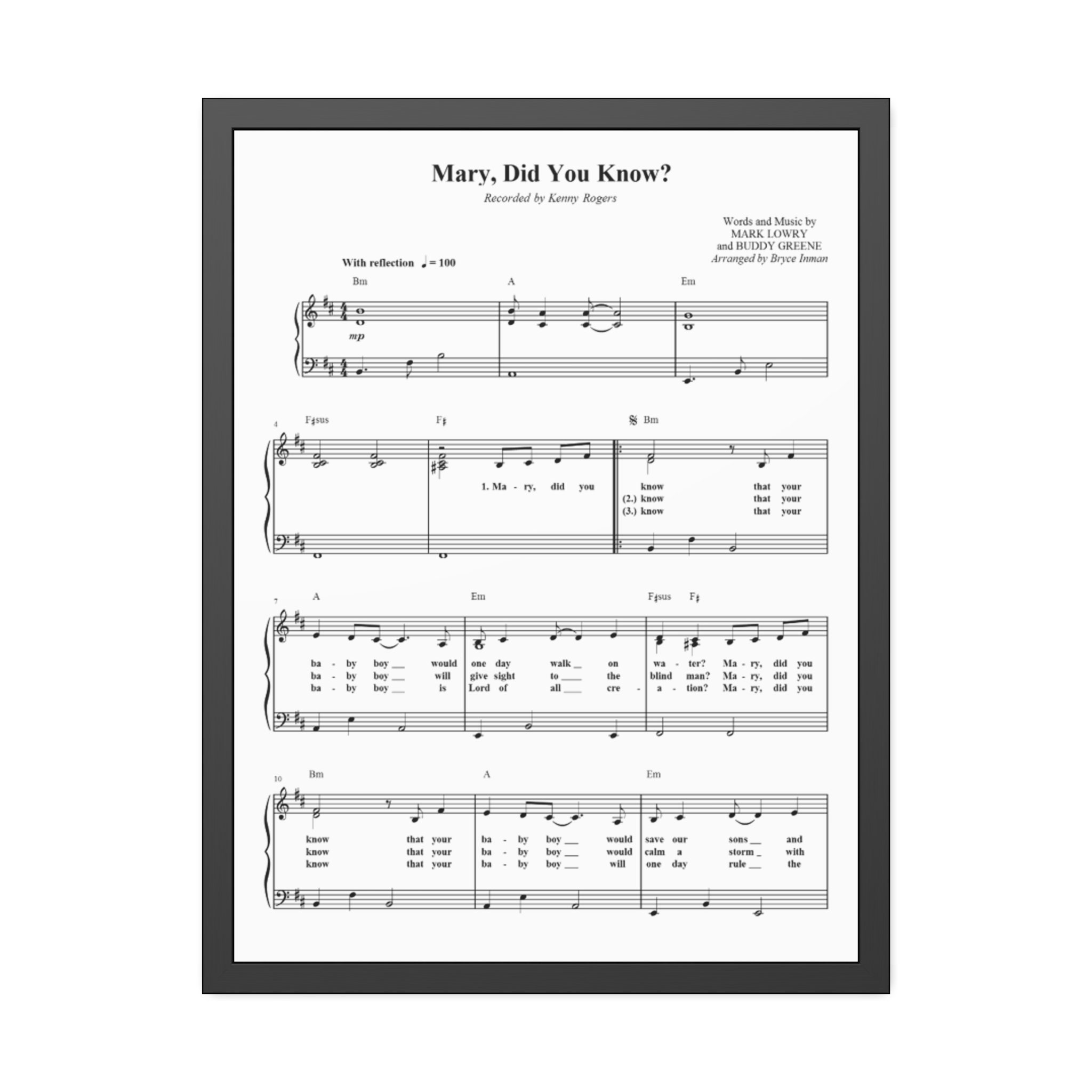 Mary, Did You Know? Christmas Carol Sheet Music (digital Print) - Etsy