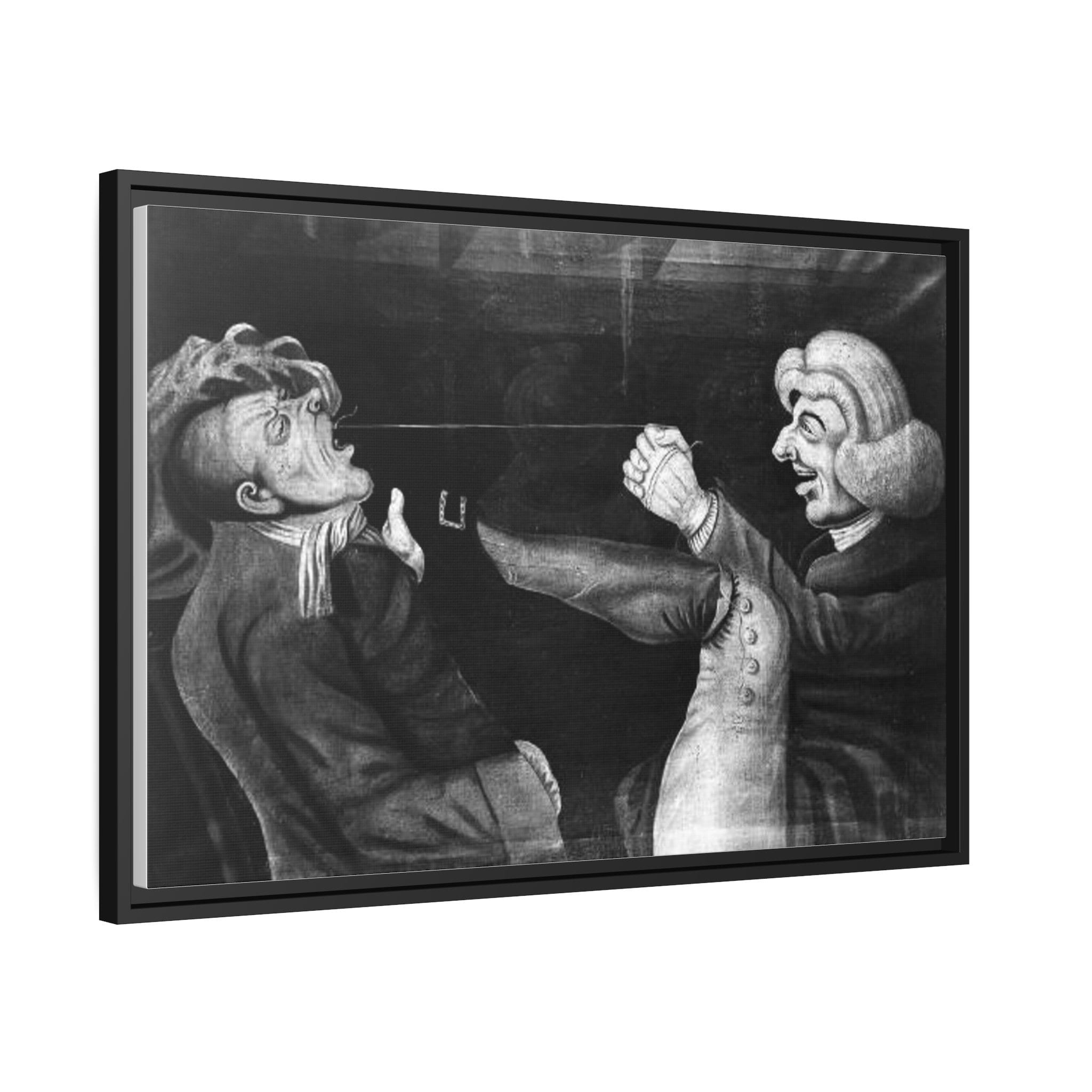Vintage Illustration of Tooth Extraction by Pulling a String Attached ...