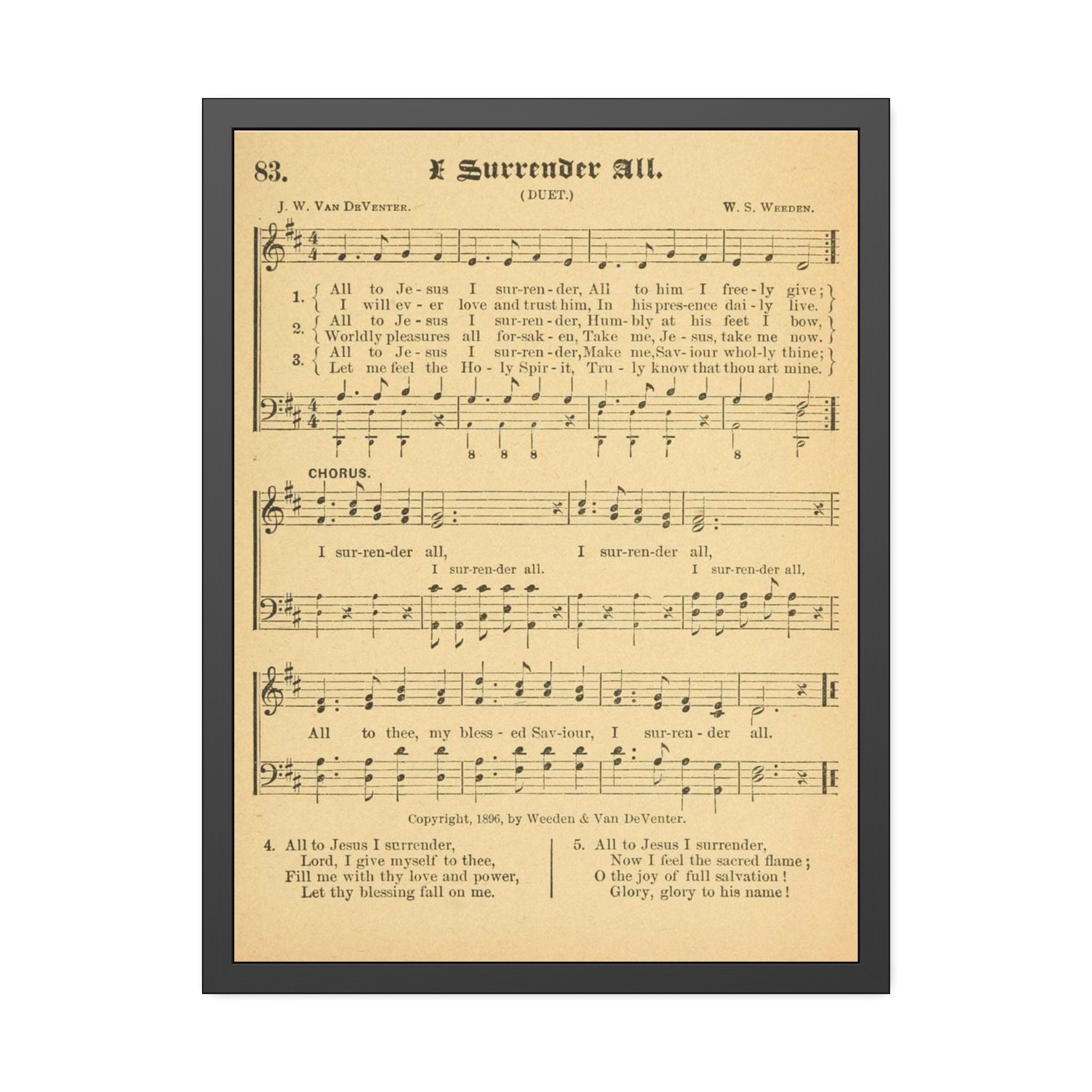 All to Jesus I Surrender All printable Vintage Hymn Sheet Music Instant ...