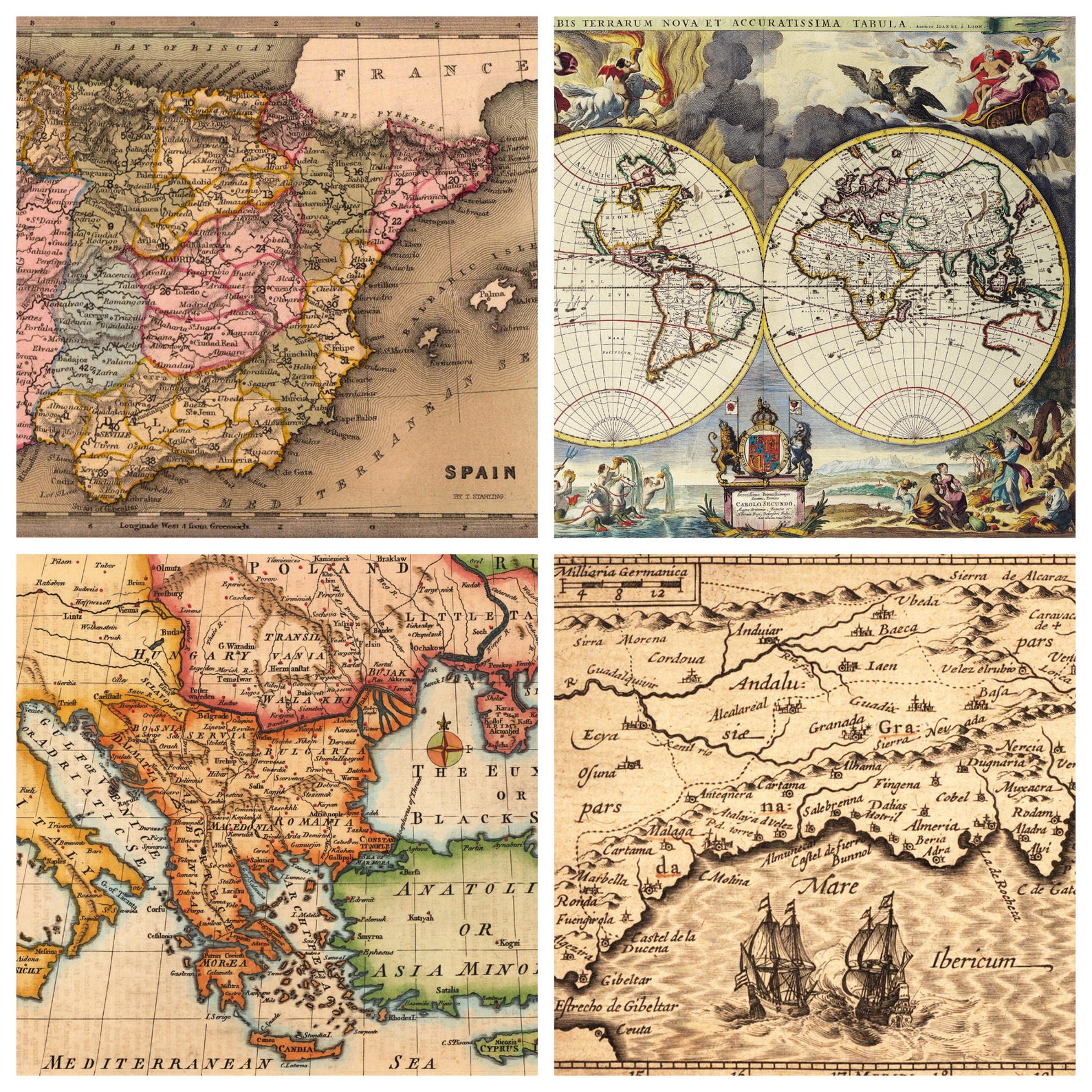Antique Maps vintage Mapsdigital Prints Digital Downloadclassic Chart ...