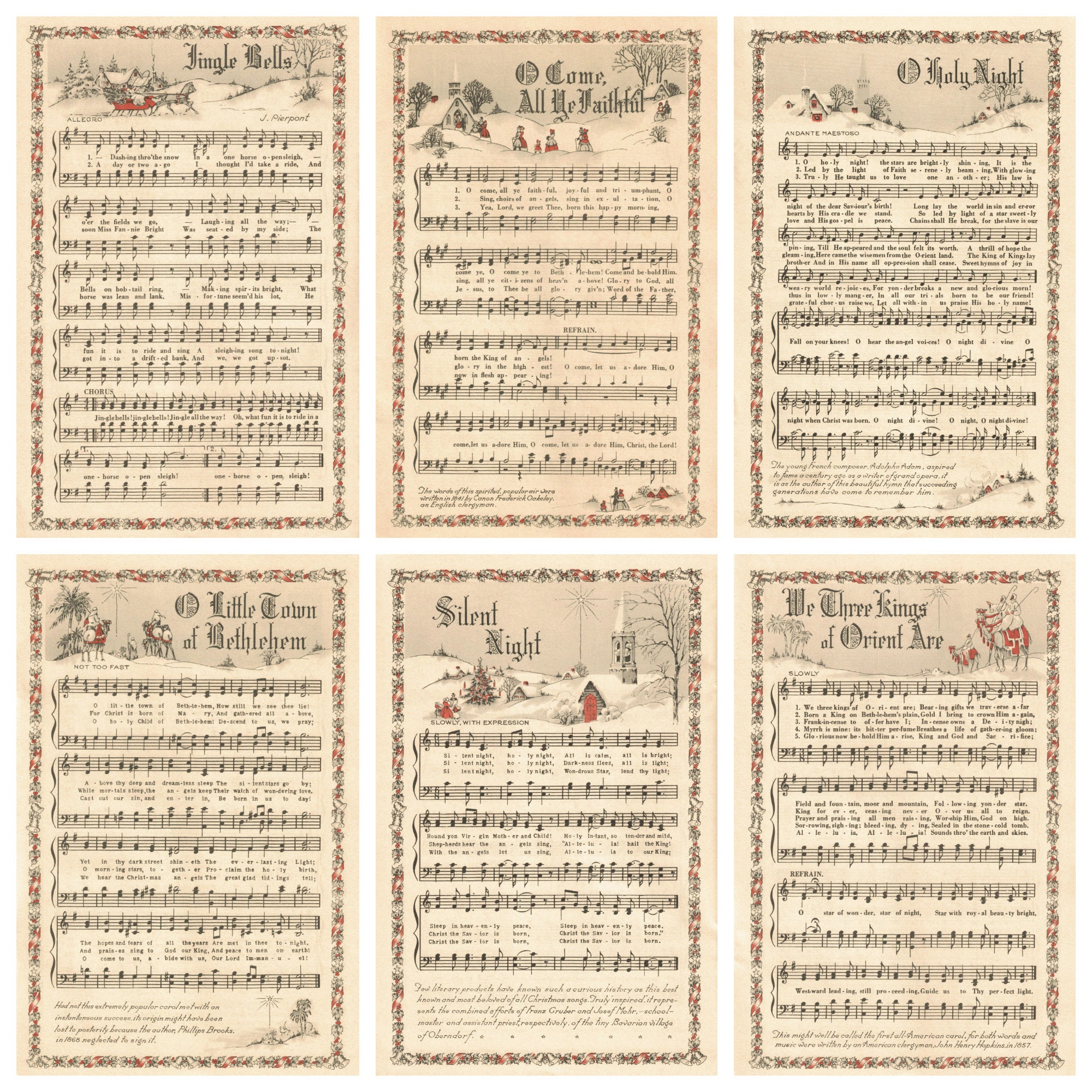 14 Digital Vintage Christmas Sheet Music Digital Paper - Etsy