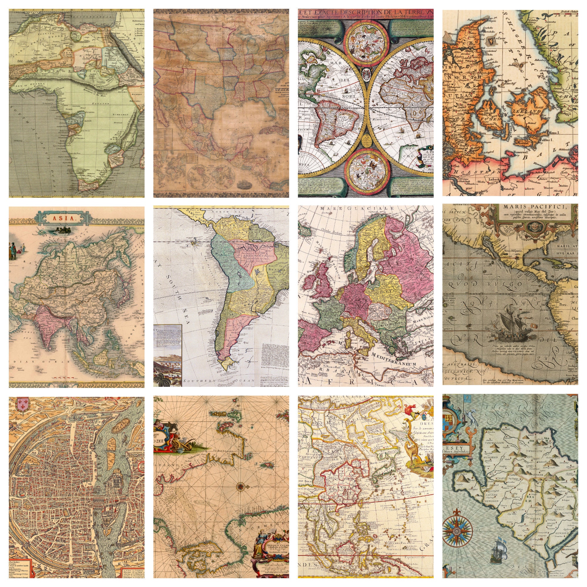 Antique Maps |vintage Maps|digital Prints| Digital Download|classic ...