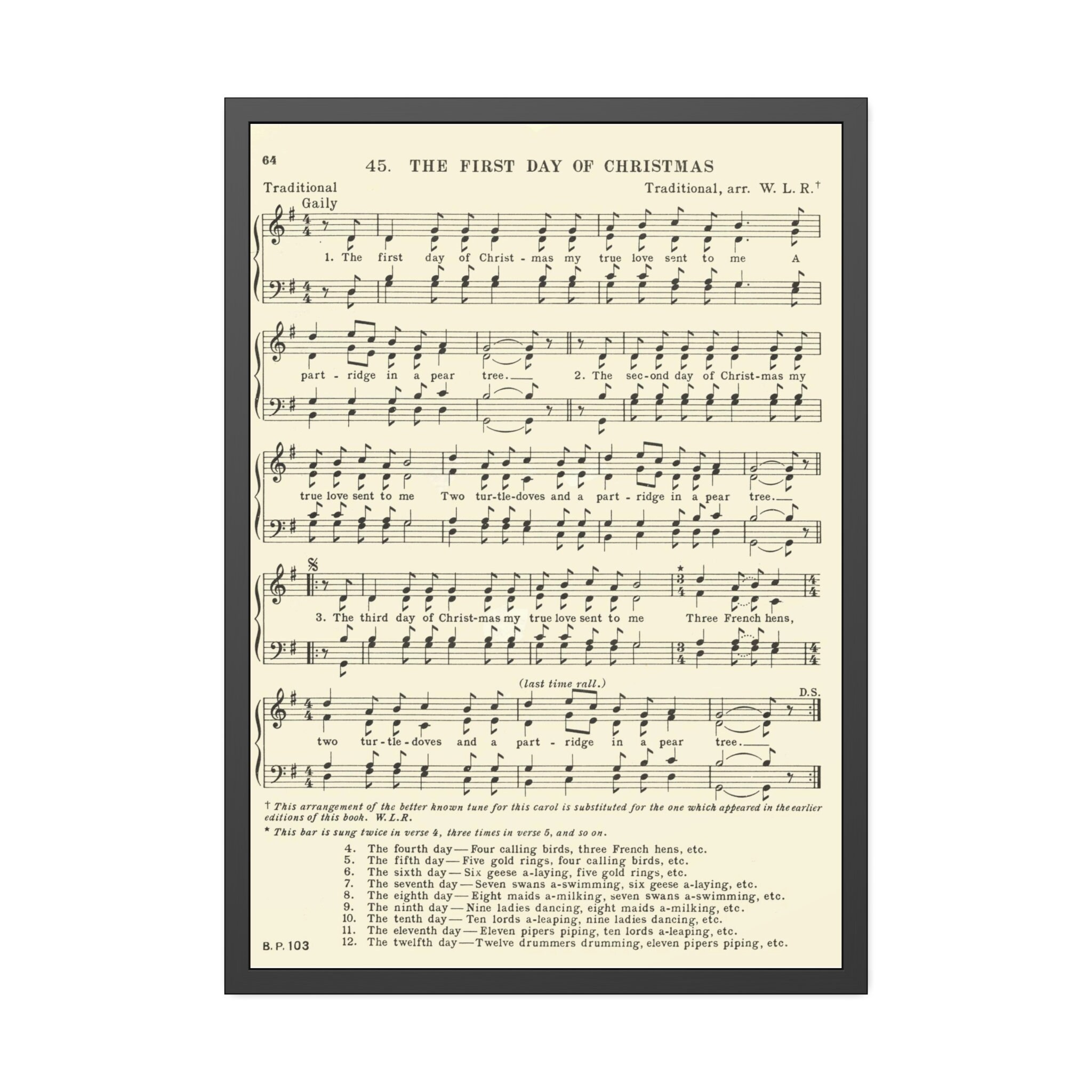 The First Day of Christmas |printable Vintage Hymn | Sheet Music ...