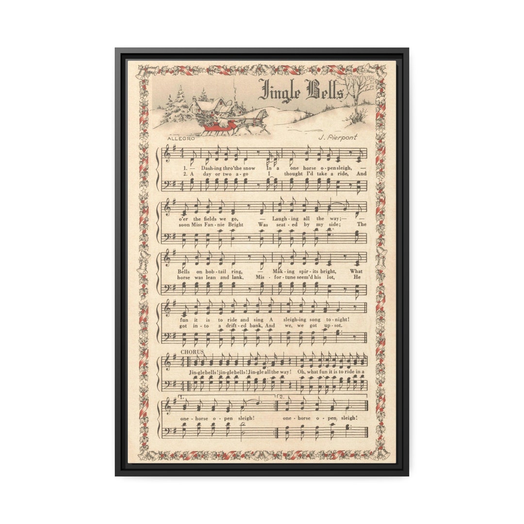 Jingle Bells Christmas Carol printable Vintage Hymn Sheet - Etsy