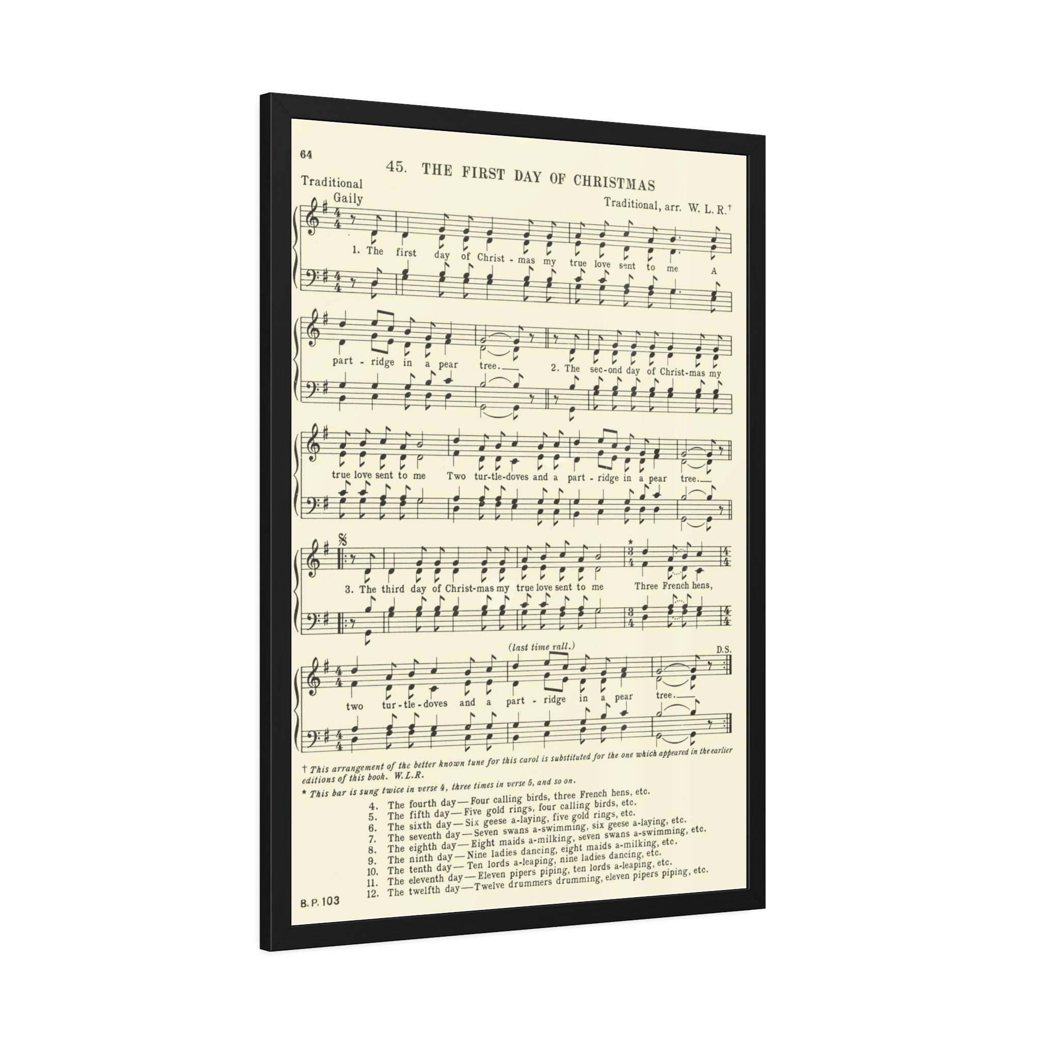 The First Day of Christmas printable Vintage Hymn Sheet Music Instant ...