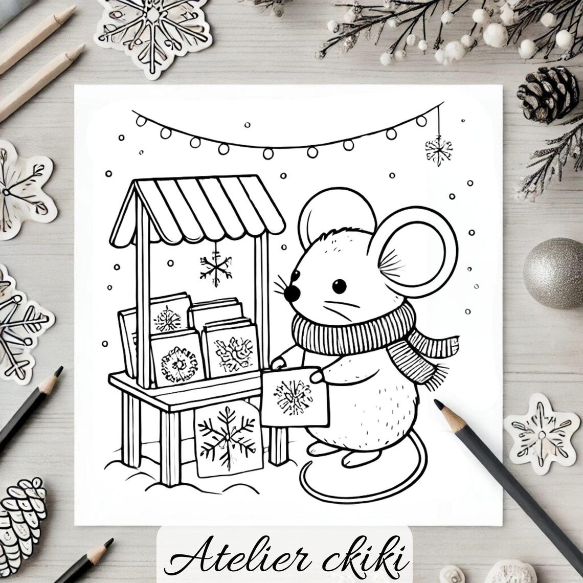 30 Cozy Hygge Christmas Market Coloring Pages | Cute Winter & Holiday ...