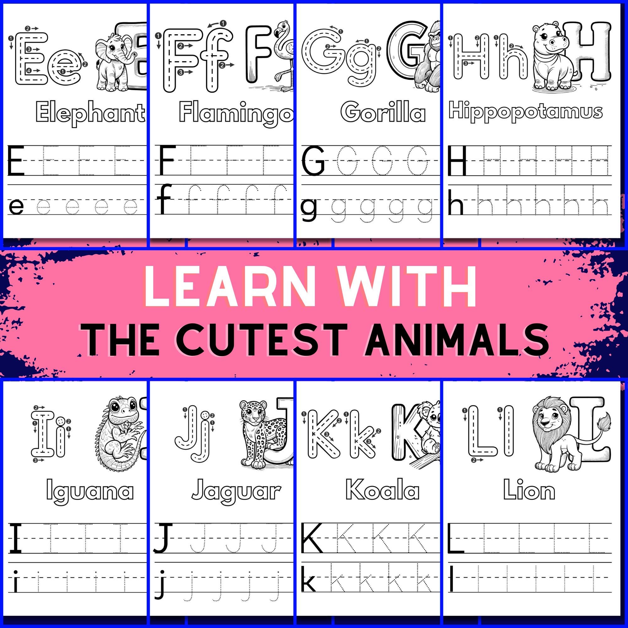 Alphabet Writing Practice for Toddlers, Animal Cut & Color Worksheets ...