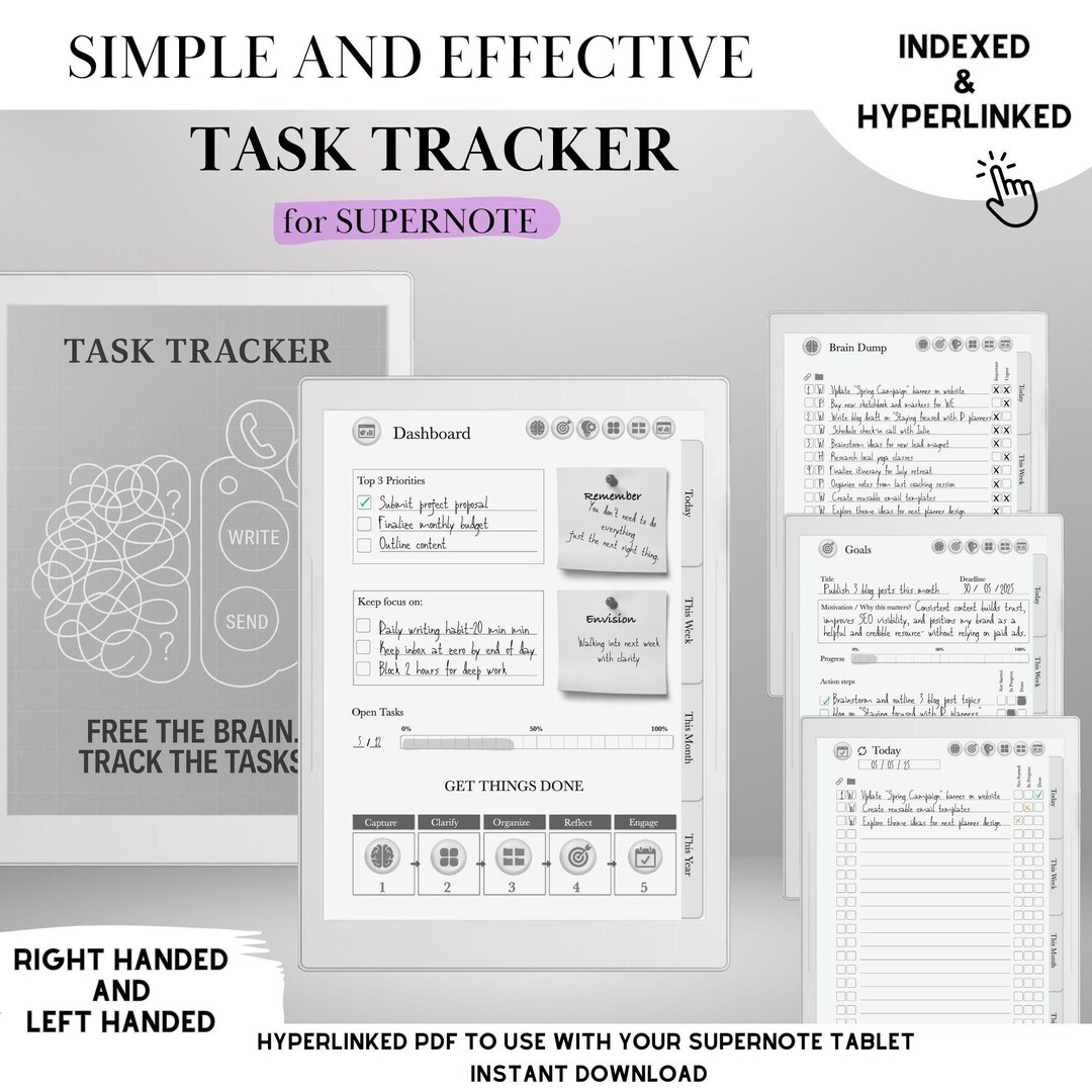 Supernote to Do Tracker GTD Planner | Supernote Template Task ...