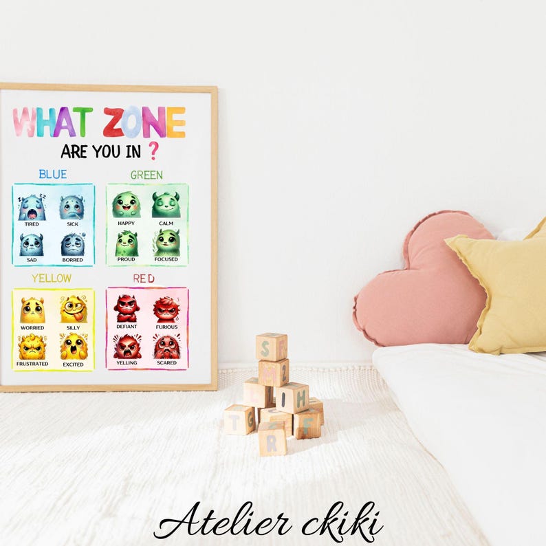 Feelings Chart Poster | Zones of Regulation Poster | Calm Corner ...