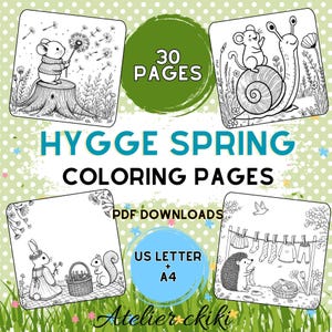 Cozy Hygge Coloring Pages for Spring and Easter | Cute Coloring Scenes ...