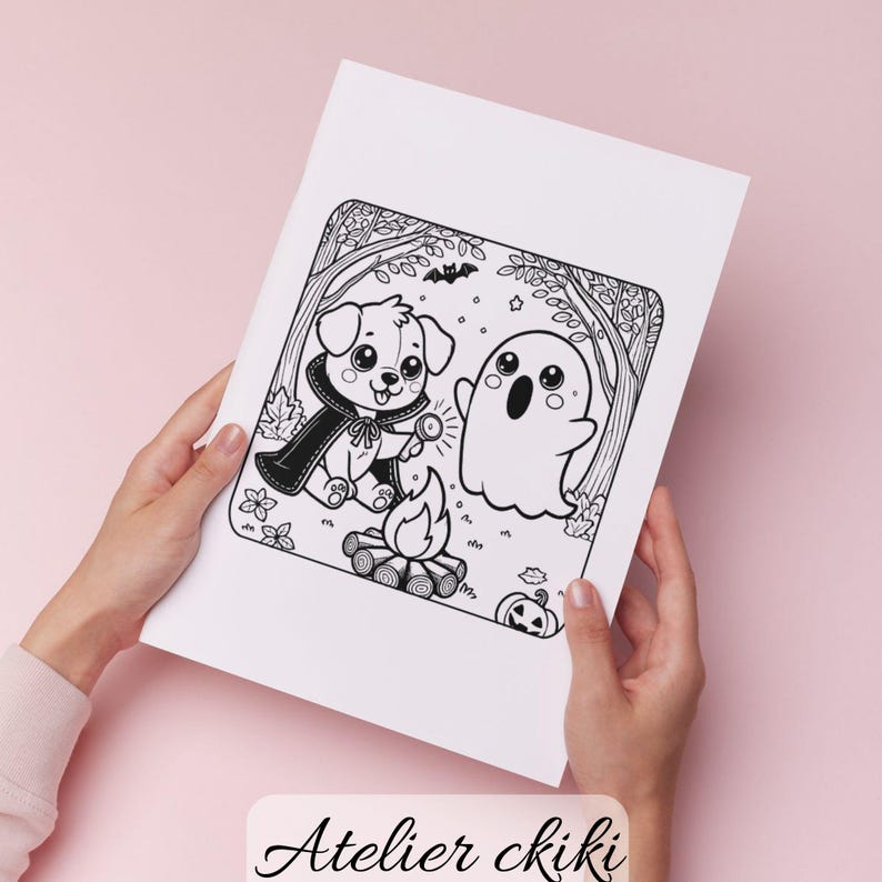 10 Cute Halloween Coloring Pages | Kawaii Ghosts, Cozy Spooky Fun ...